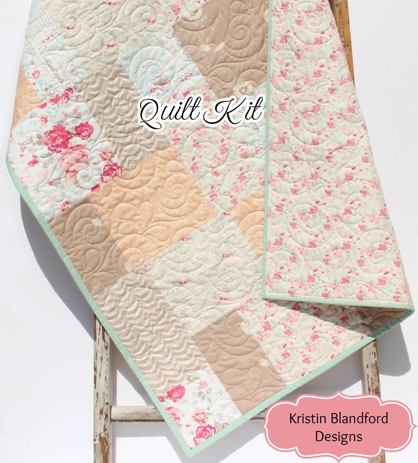 Farmhouse Quilt Kit, Chic Art Gallery Fabrics Baby Quilt Kit Throw ...