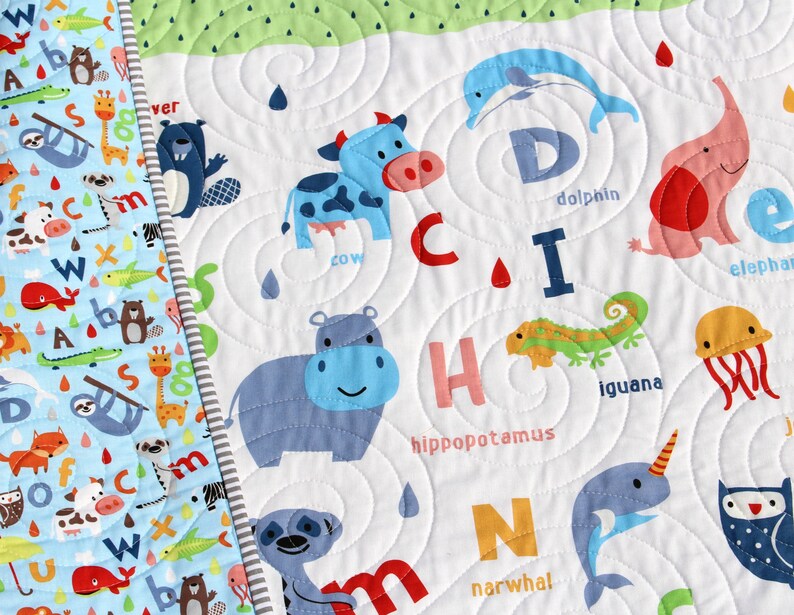 Alphabet Quilt Kit With Animal Panel and Green Border – DIY Baby ...
