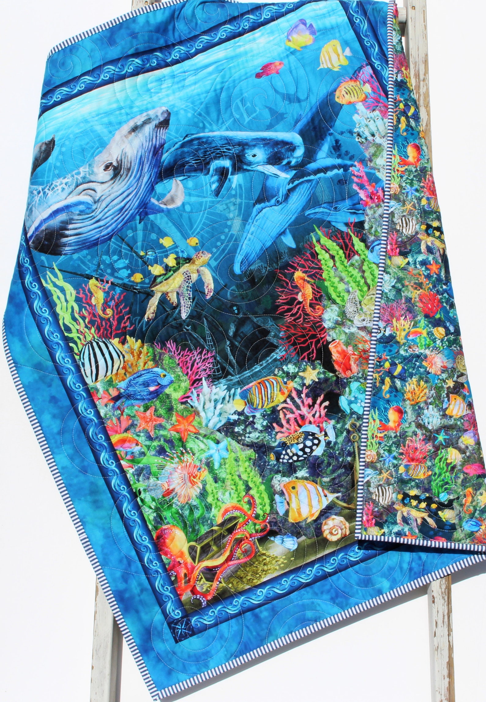Ocean Quilt Kit Panel – DIY Under the Sea Quilt Kit With Dolphins ...