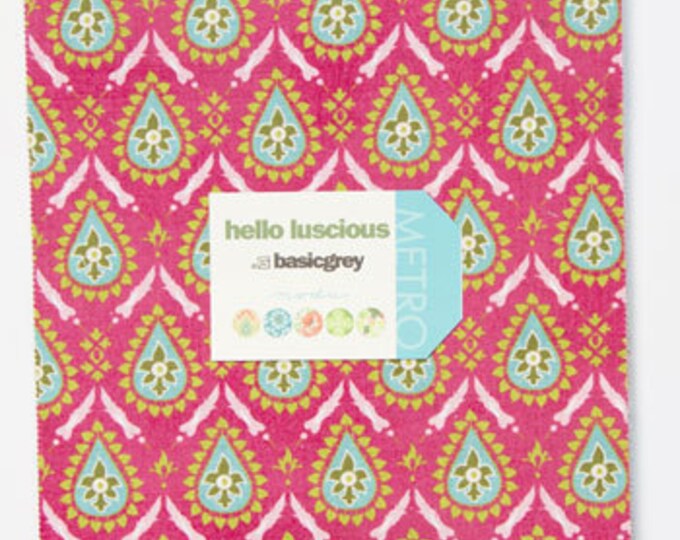 Hello Luscious, Layer Cake, Basic Grey, Moda Fabrics, Pink Blue Green, Out of Print OOP Hard to ...