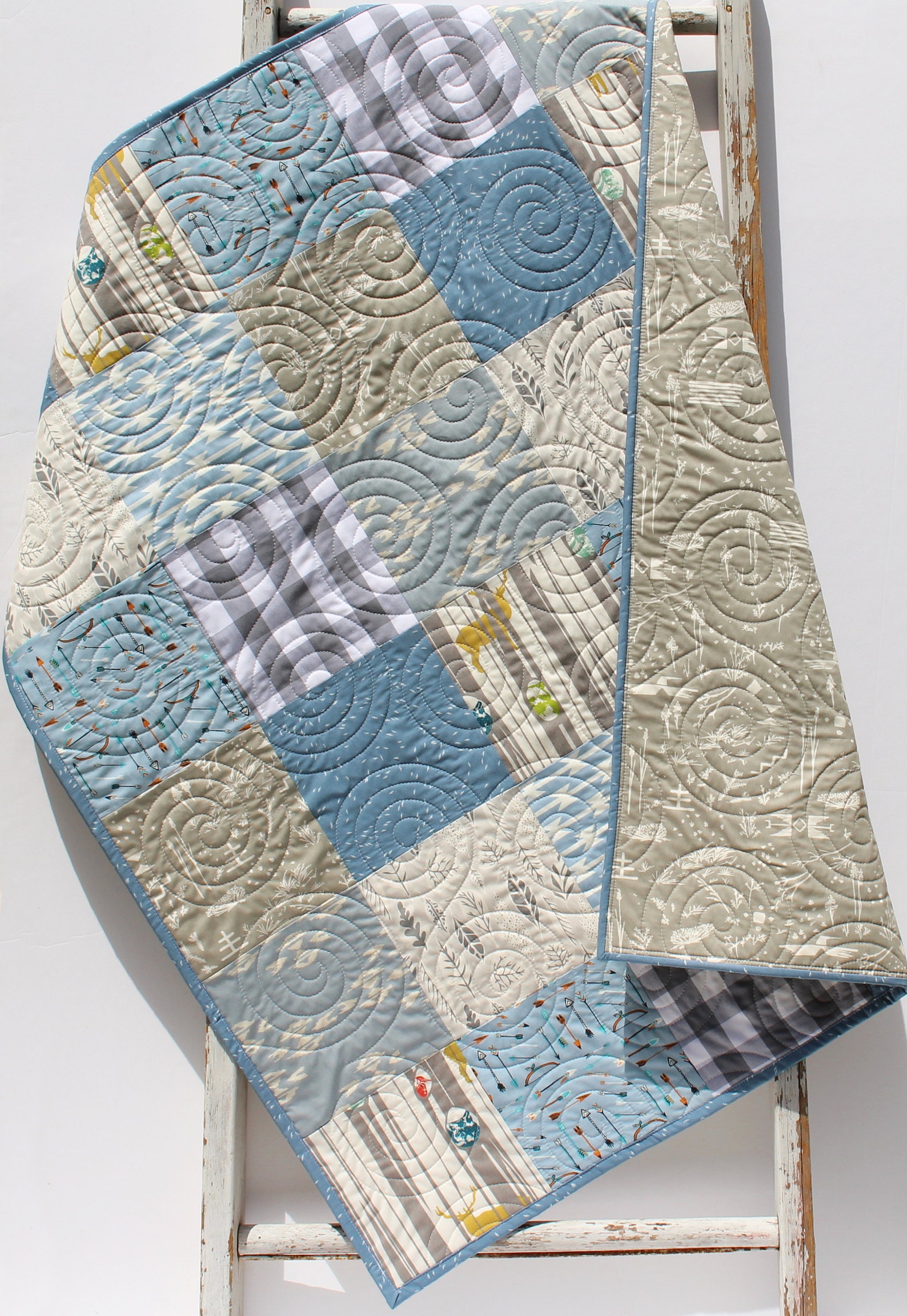 Light Blue Plaid Patchwork Quilt Kit in Baby Throw Twin Sizes - Etsy