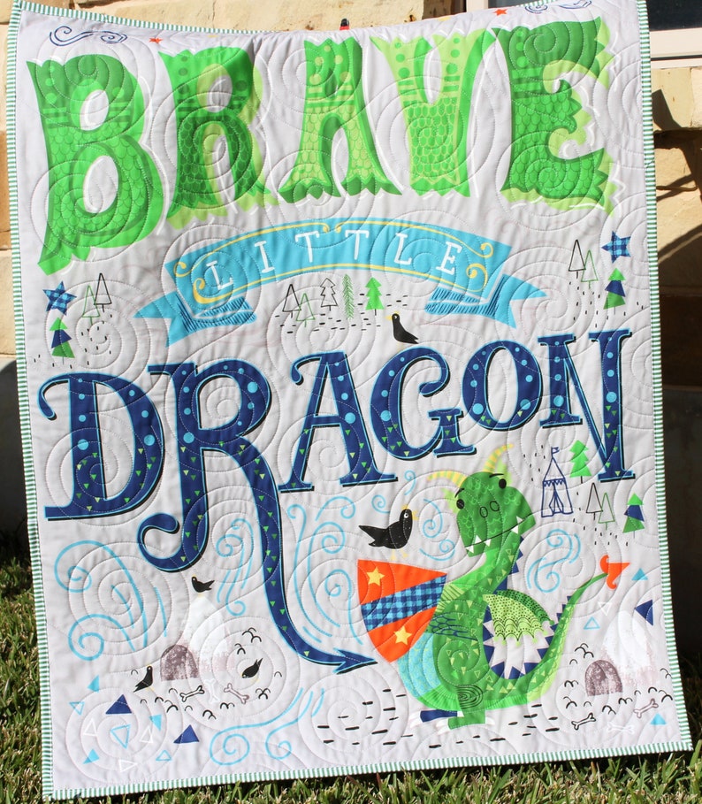 Dragon Baby Quilt Kit – Brave Little Dragon Panel Quilt Kit for Boys ...