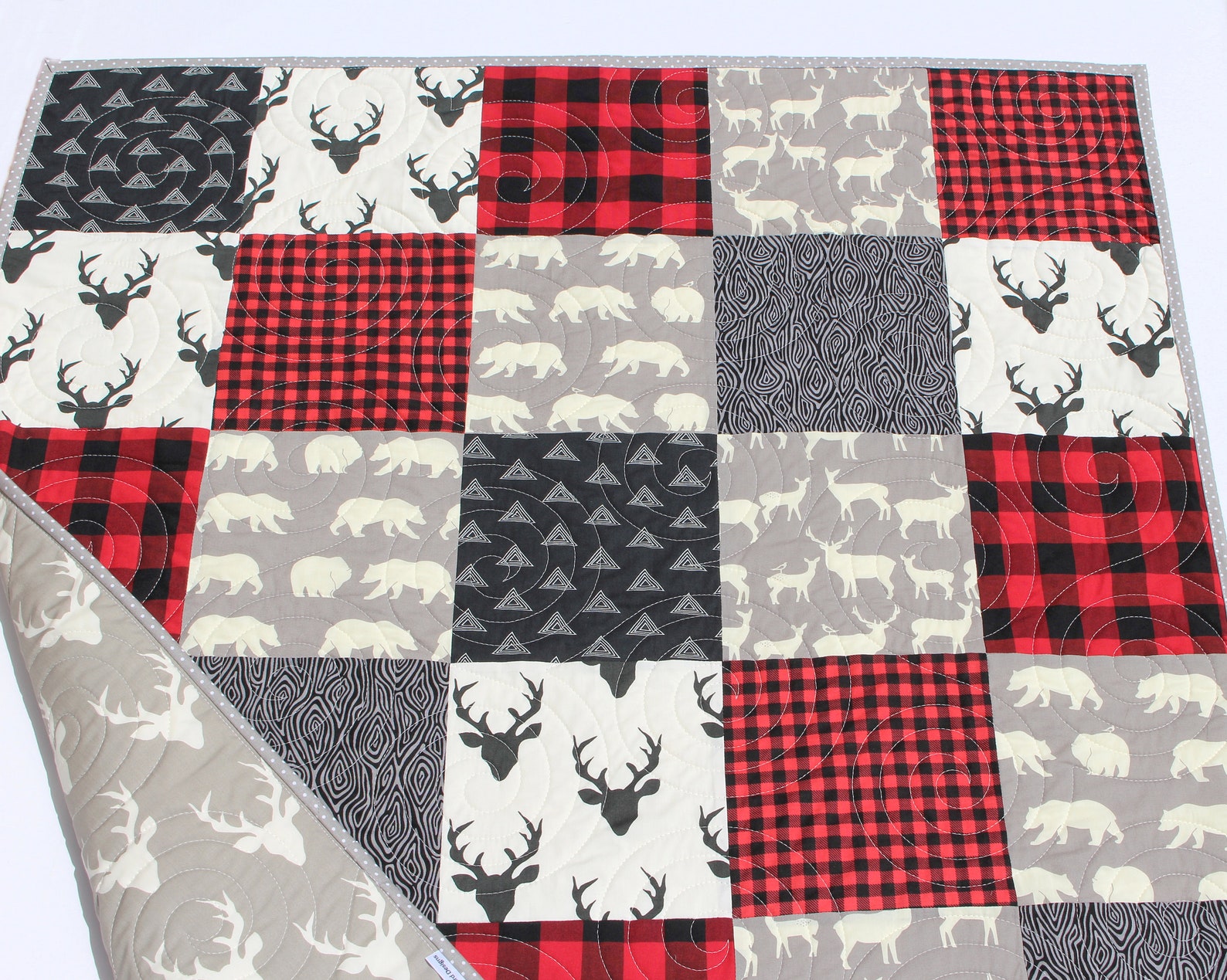 Quilt Kit Buffalo Plaid Woodland Rustic Bedding Crib Blanket Quilting ...