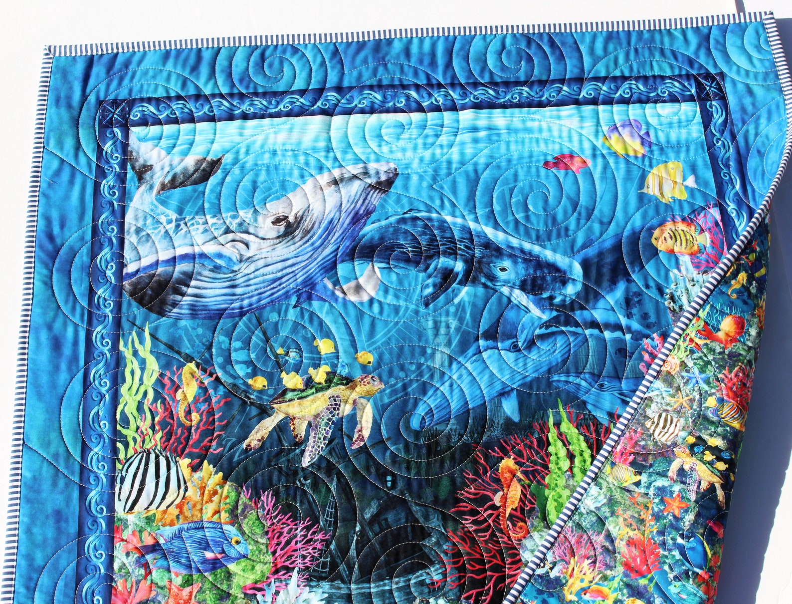 Ocean Quilt Kit Panel – DIY Under the Sea Quilt Kit With Dolphins ...