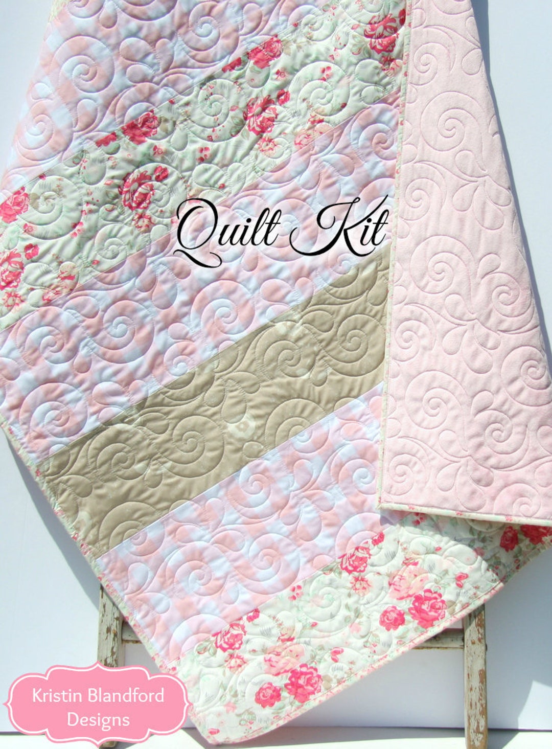 Quilt Kits for Beginners, Farmhouse Plaid, Pink Vintage Floral ...