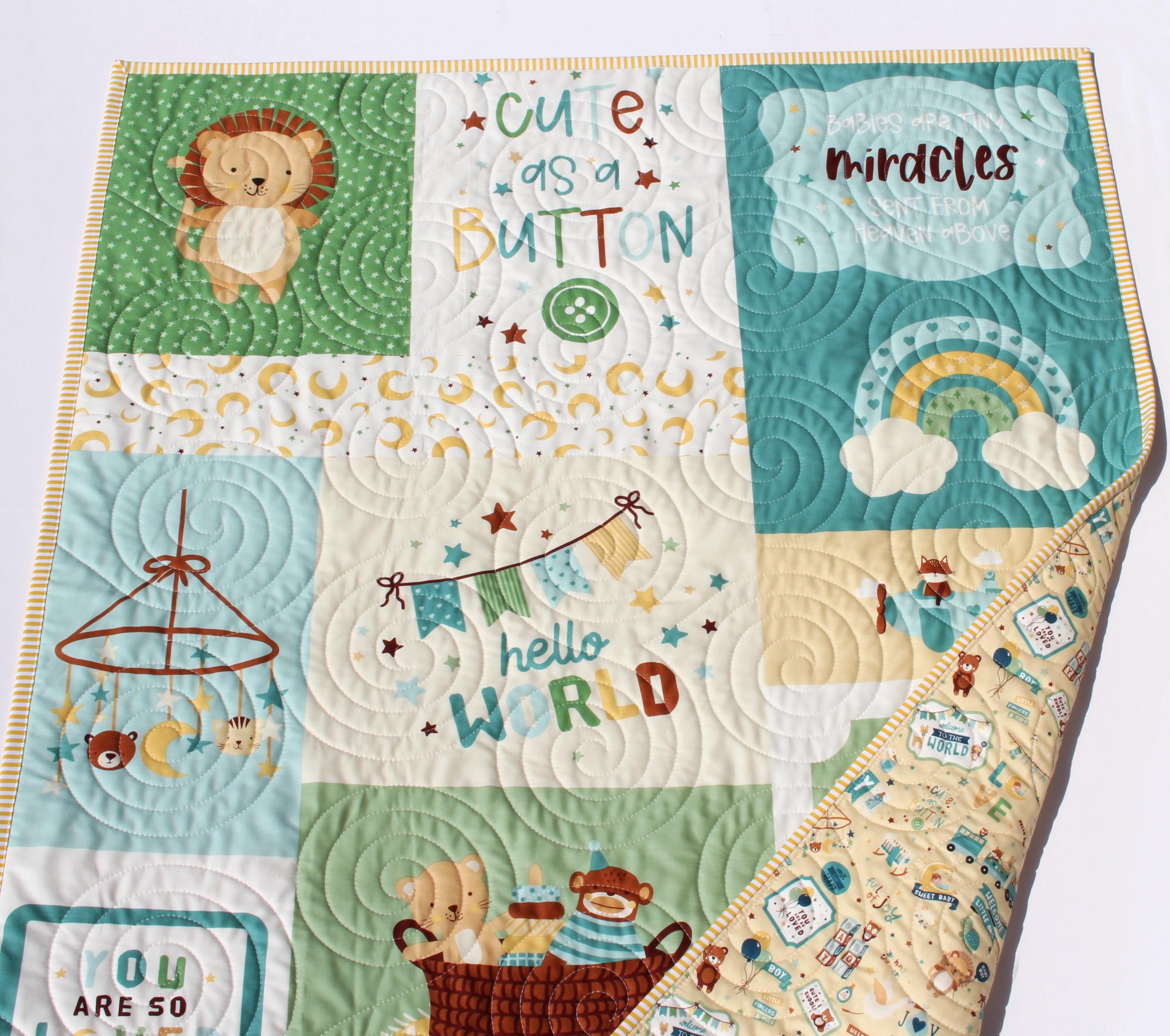 Baby Panel Quilt Kit – Baby Boy Nursery Quilt, Beginner Friendly Sewing ...
