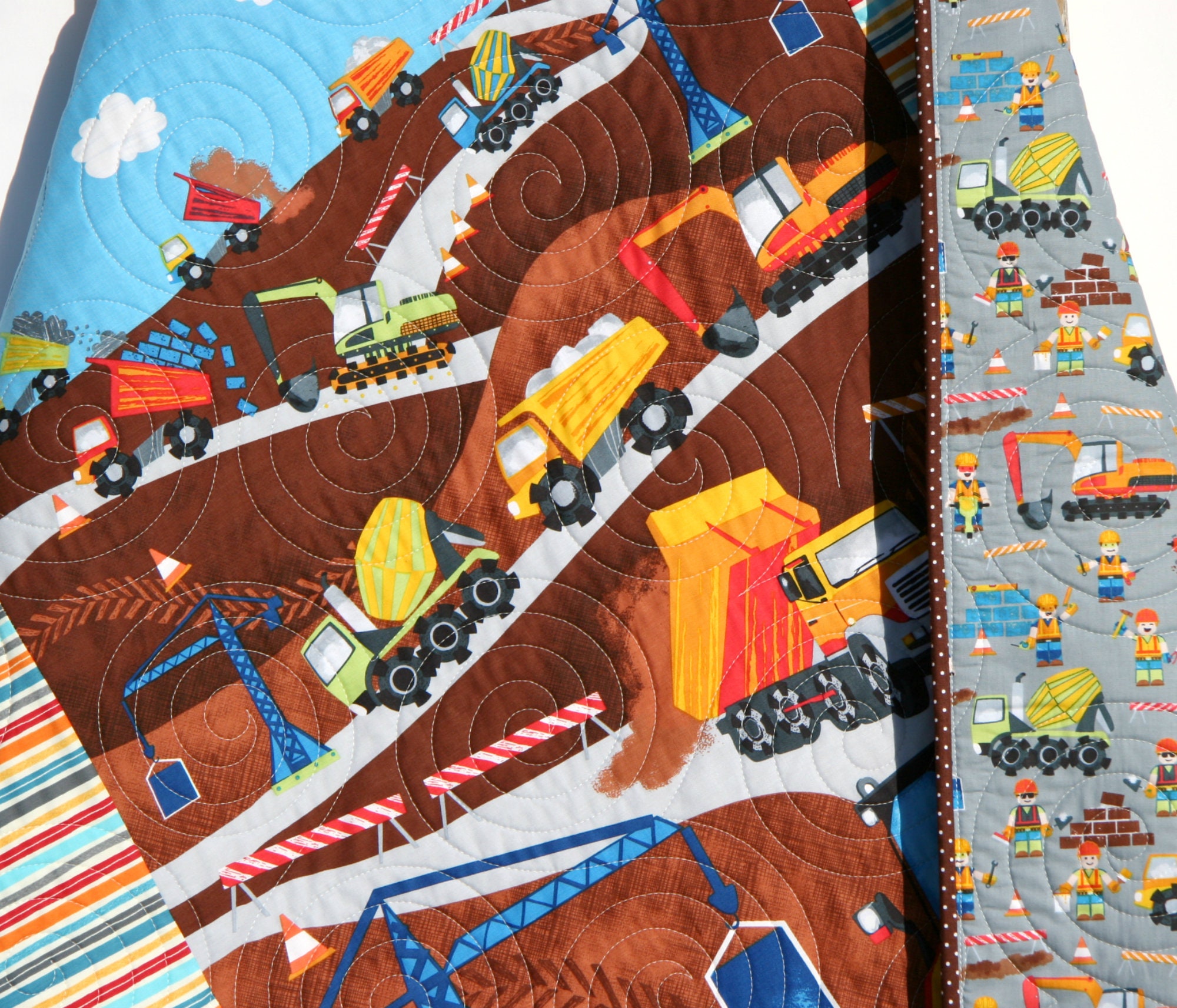 Construction Quilt Kit for Boys – Truck Panel With Border – Easy DIY ...