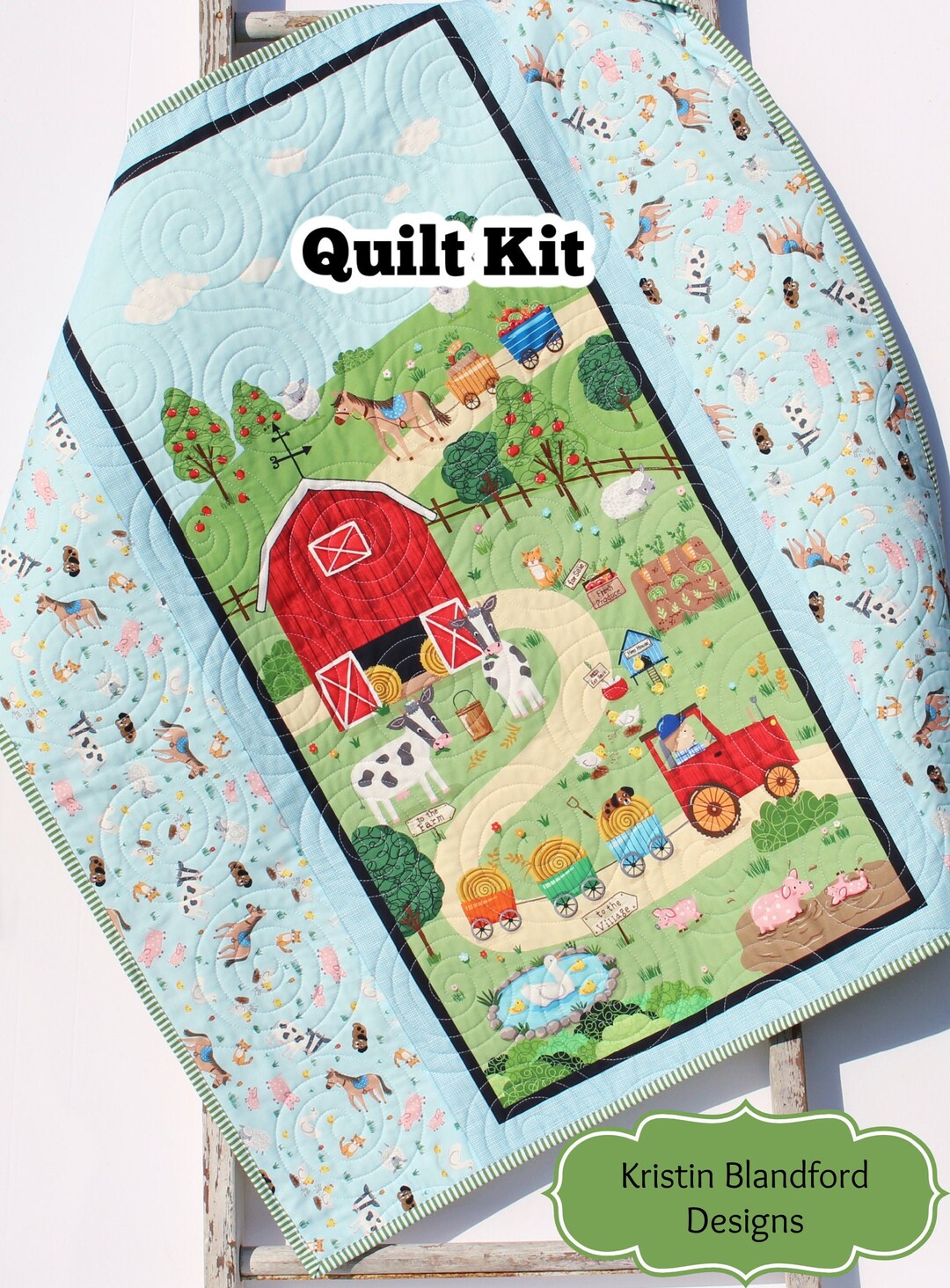 LAST ONE Farm Animal Quilt Kit Quick Easy Fun Beginner Project Quilting ...
