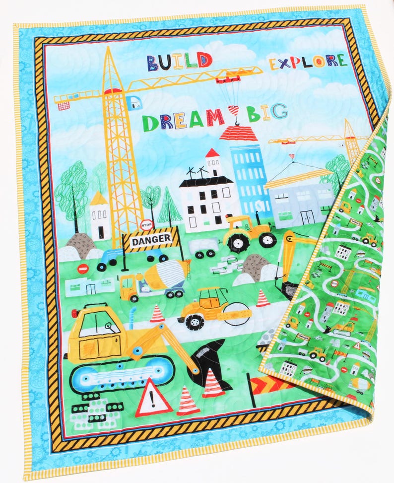 Construction Quilt Kit for Boys – DIY Baby Blanket Panel With Trucks ...