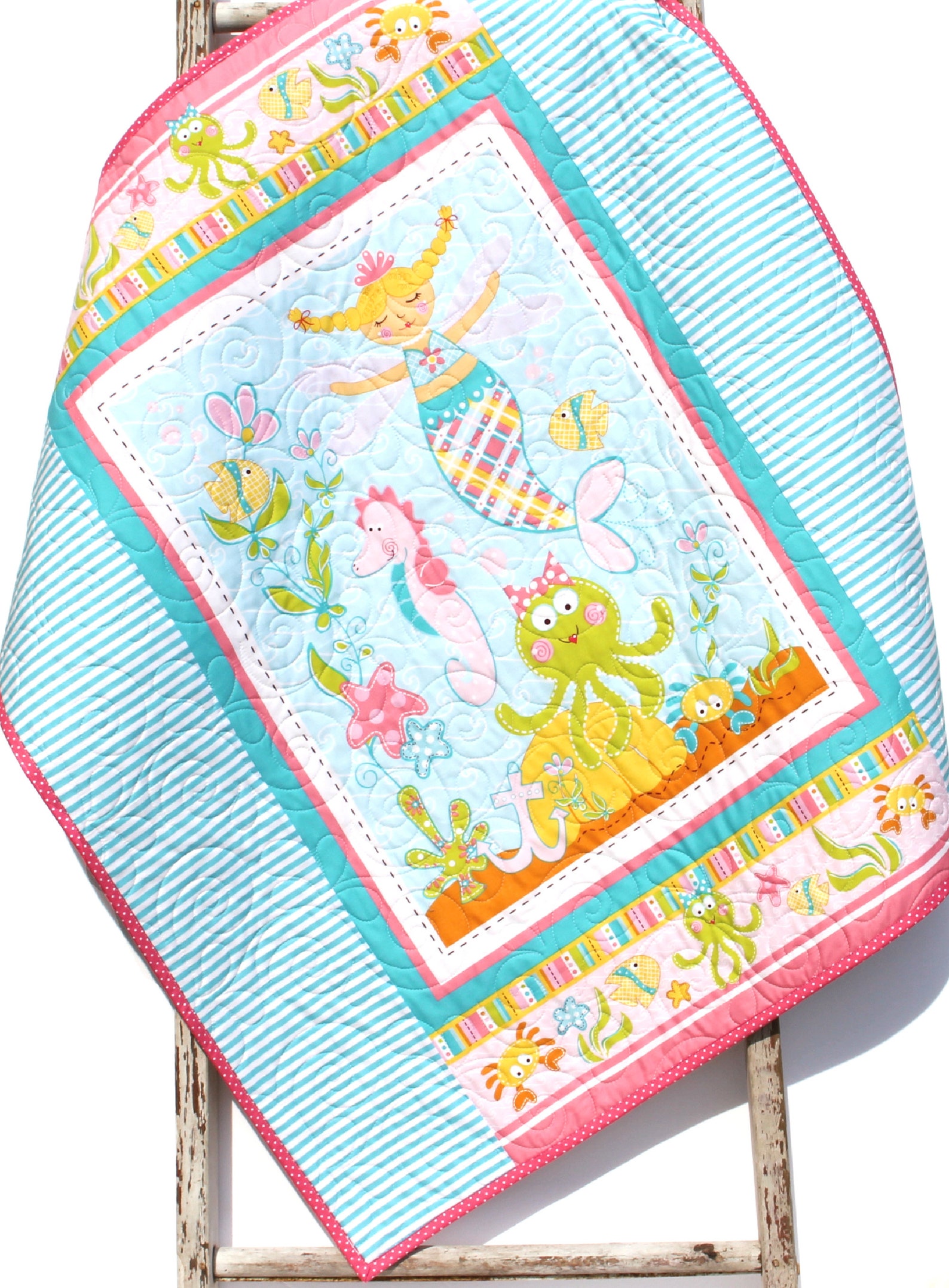 Mermaid Quilt Kit Girl Nautical Panel Quick Simple Beginner - Etsy