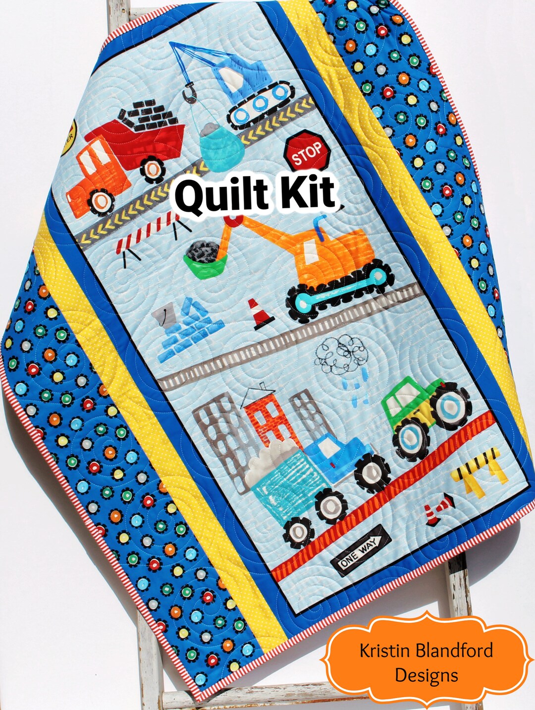 Quilt Kit, Construction Baby Boy Panel Quick Easy Fun Beginner Roadwork ...