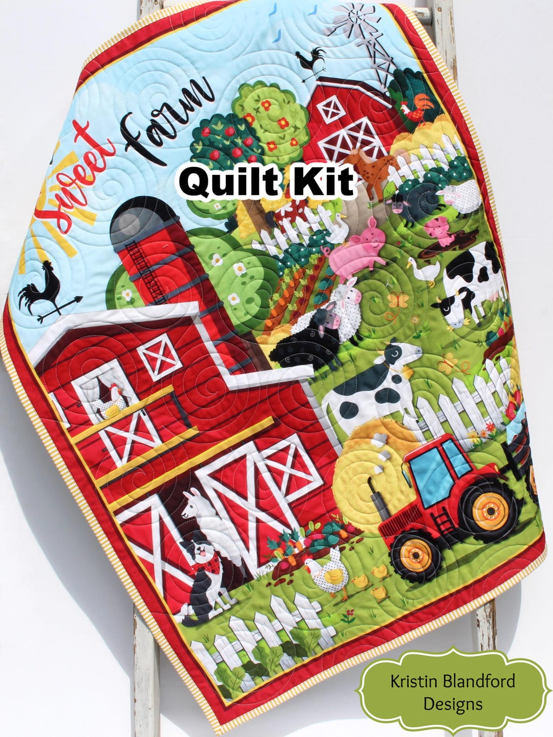 Barnyard Quilt Kit – Farm Animal Baby Quilt Panel – Easy Red Barn ...