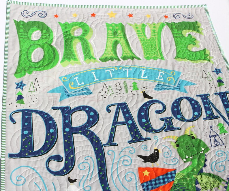 Dragon Baby Quilt Kit – Brave Little Dragon Panel Quilt Kit for Boys ...