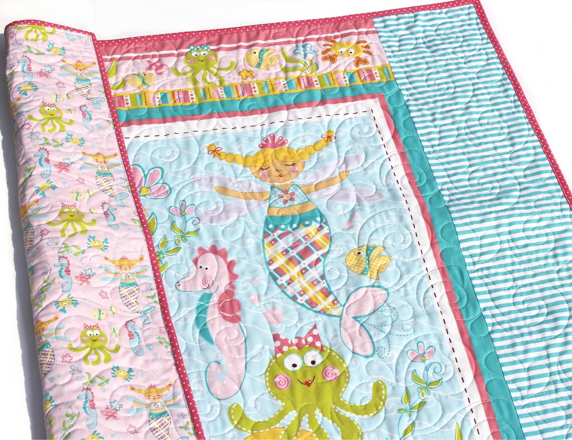 Mermaid Quilt Kit Girl Nautical Panel Quick Simple Beginner - Etsy
