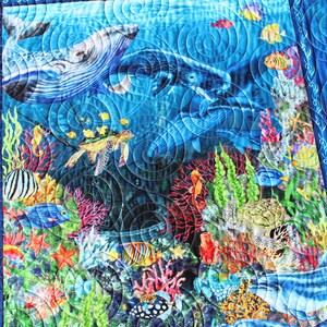 Ocean Quilt Kit Panel – DIY Under the Sea Quilt Kit With Dolphins ...