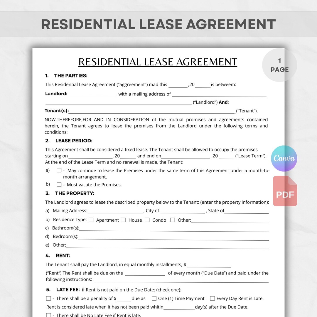 Editable Lease Agreement Template. Printable Lease Agreement ...
