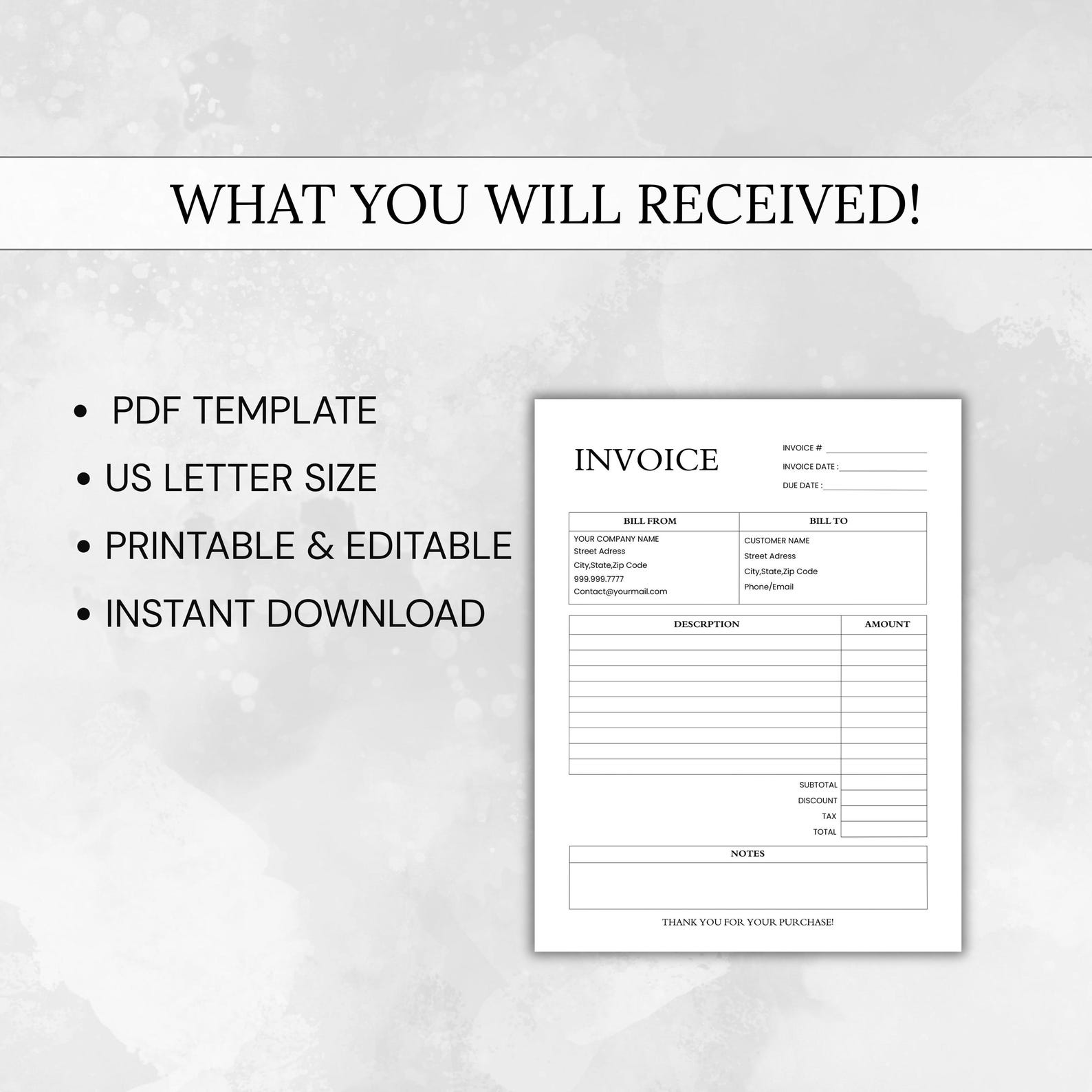 Minimal Invoice Template Editable in Canva | Printable Invoice Form PDF ...