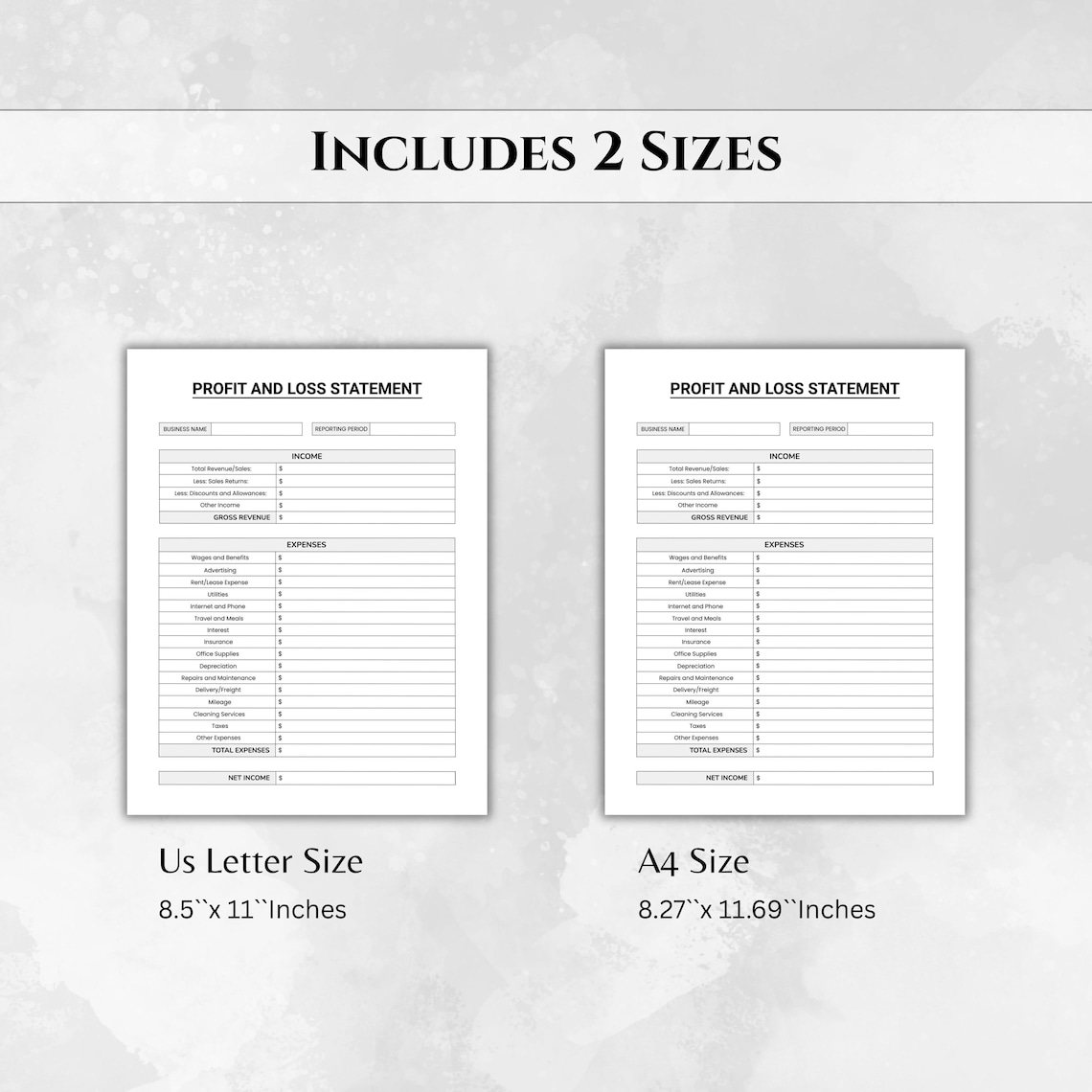 Profit and Loss Statement Template Editable | Small Business Income ...