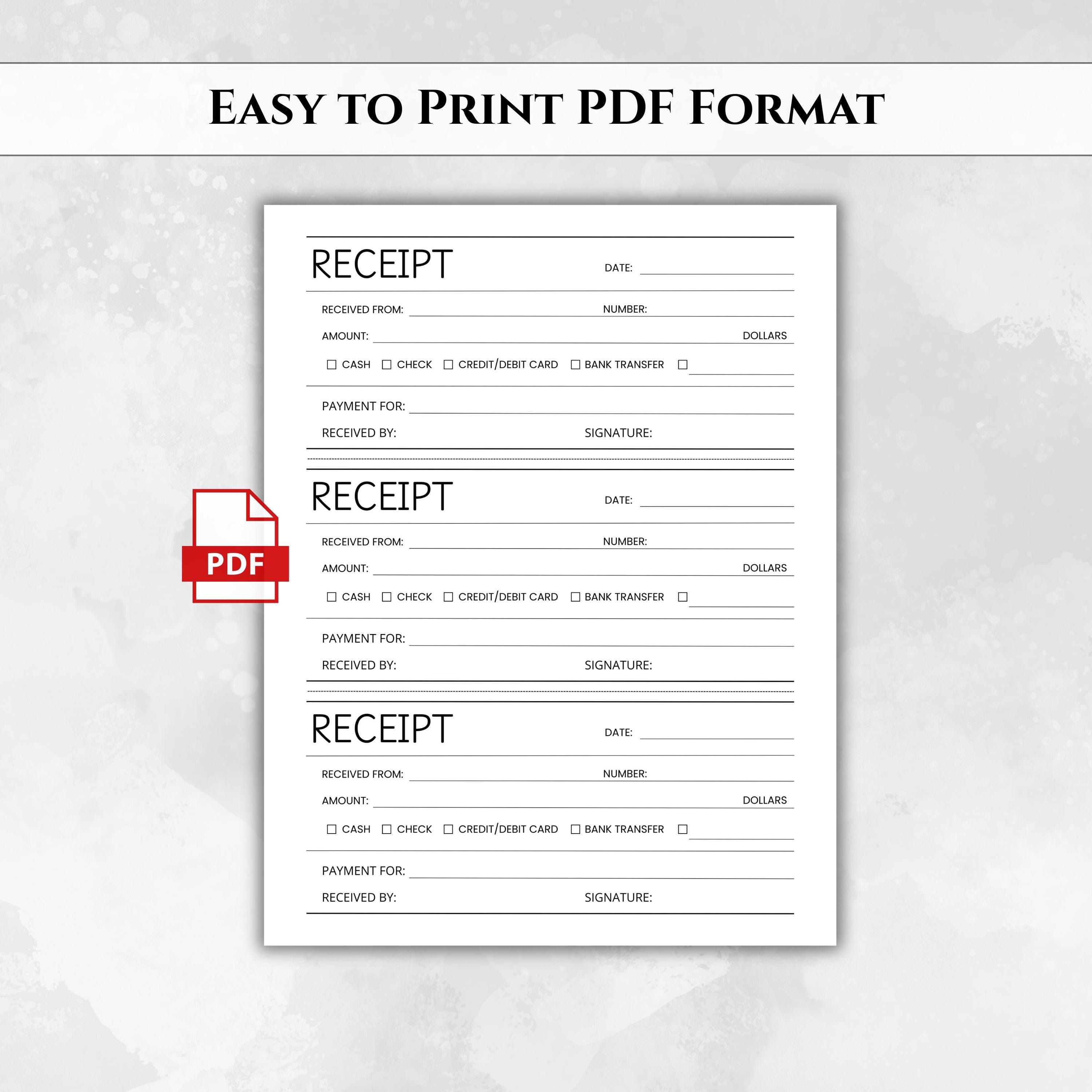 Editable Receipt Template Canva | Printable Receipt Form PDF | Small ...