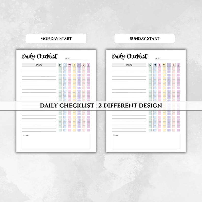 Daily Checklist Printable Editable Canva Daily to Do List Planner ...