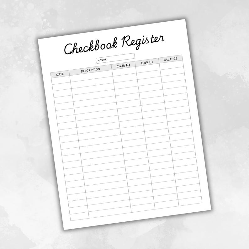 Editable Checkbook Register Printable | Check Register PDF | Expense ...