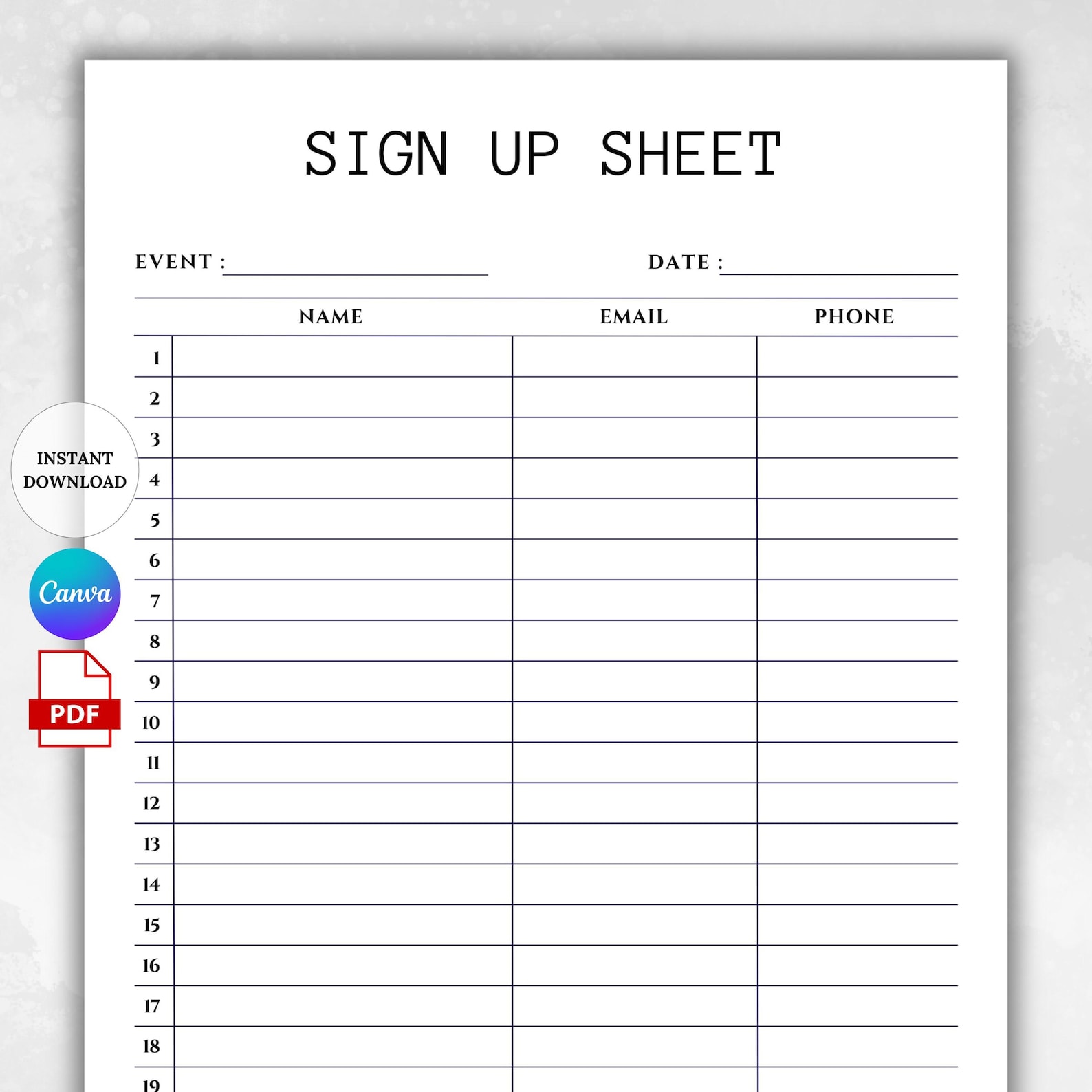Printable Sign up Sheet Template | Event Sign up Form | Editable Canva ...
