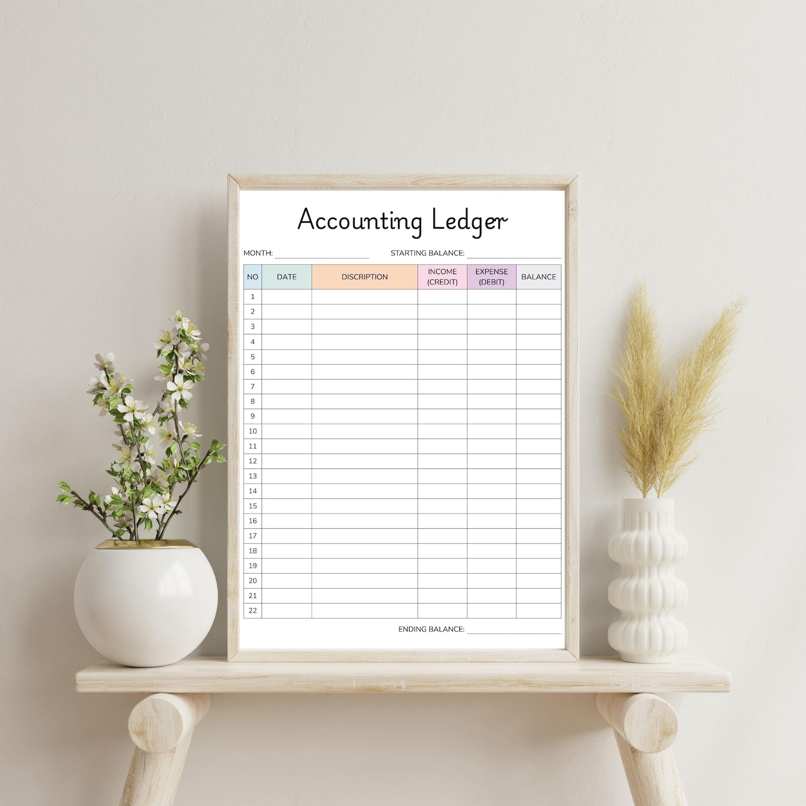 Accounting Ledger Template | Bookkeeping Record Sheet & Expense Tracker ...