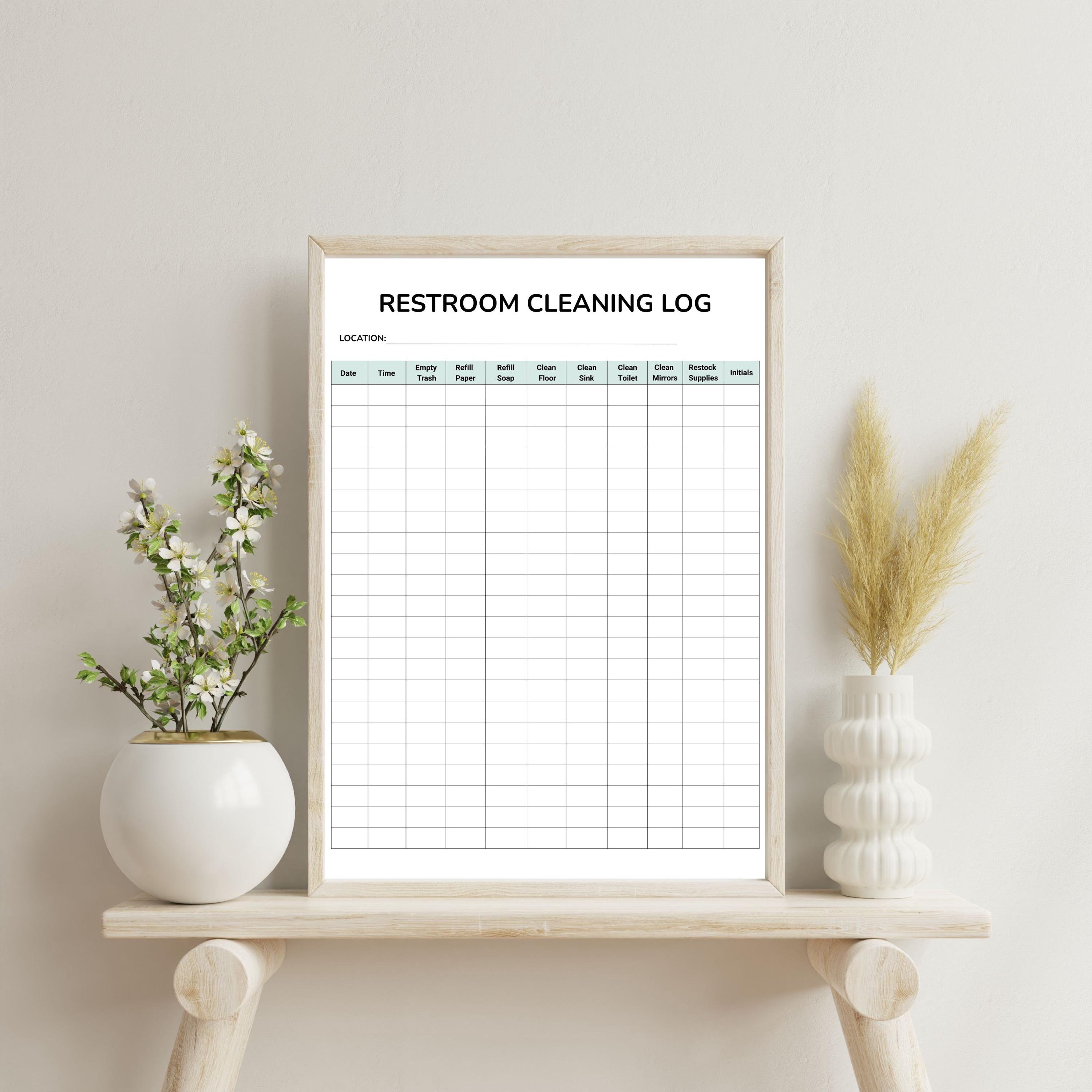 Restroom Cleaning Log Sheet | Bathroom Cleaning Checklist | Editable ...