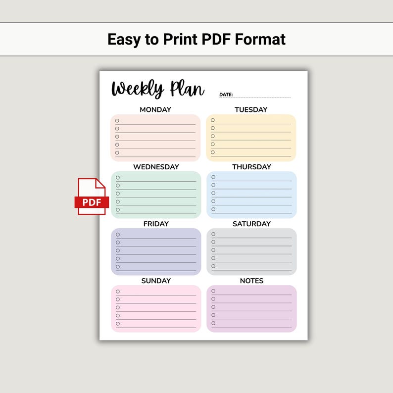 Weekly Planner Printable, Weekly Plan Template, Editable Weekly ...