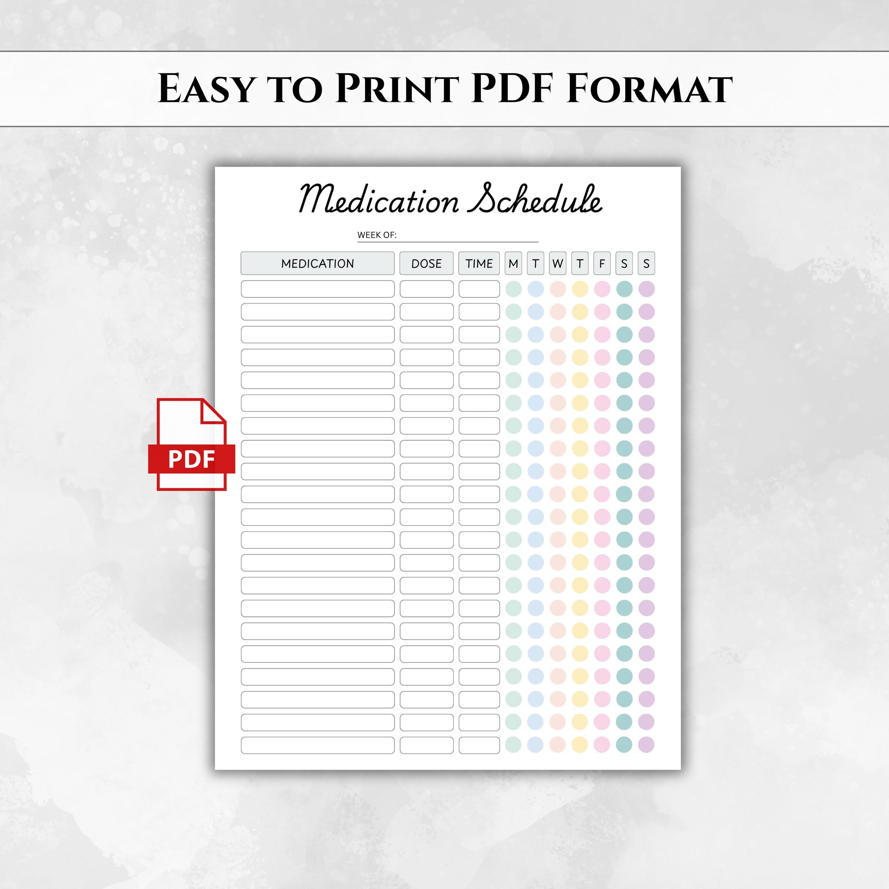 Medication Schedule Printable, Daily Weekly Medicine Tracker, Editable ...