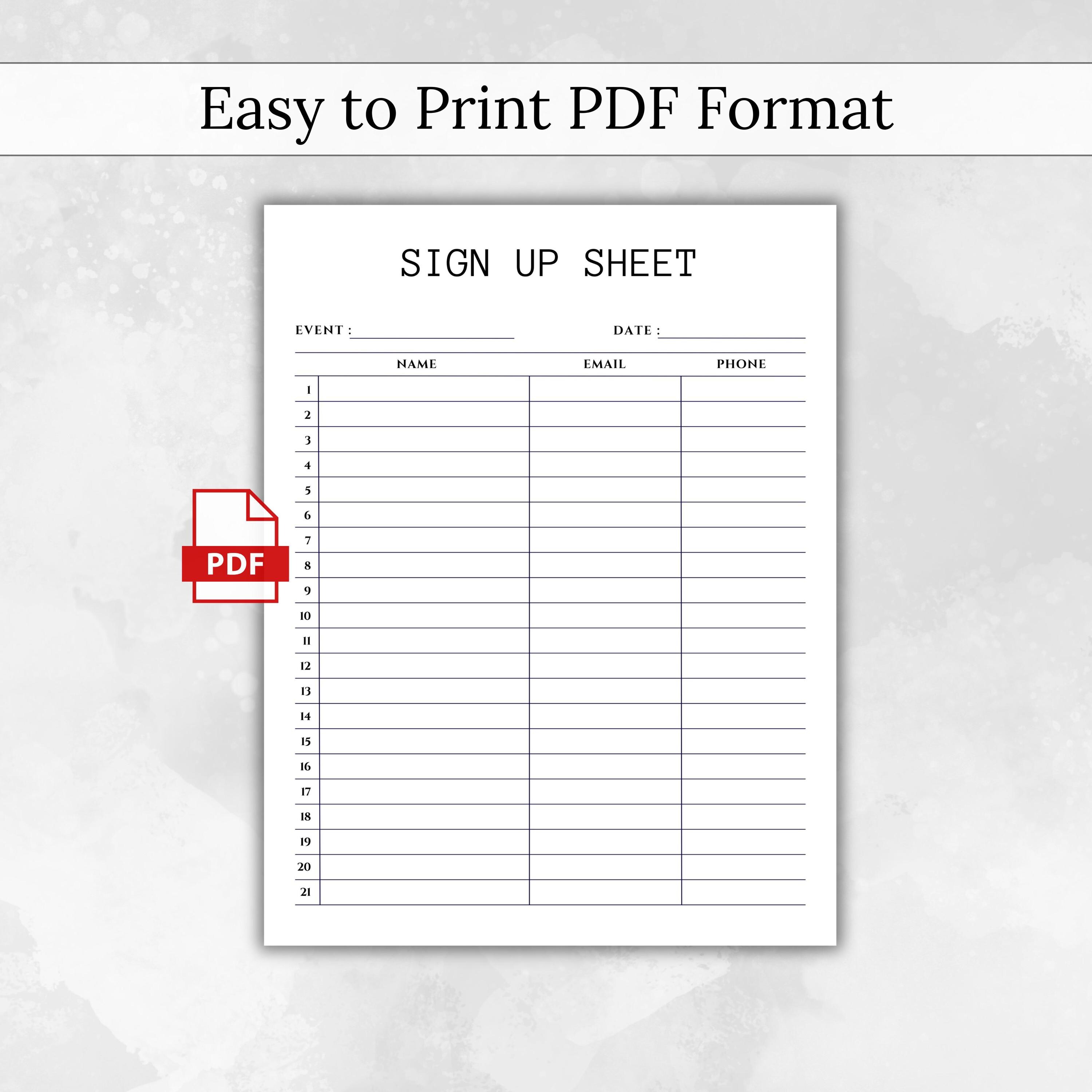 Printable Sign up Sheet Template | Event Sign up Form | Editable Canva ...