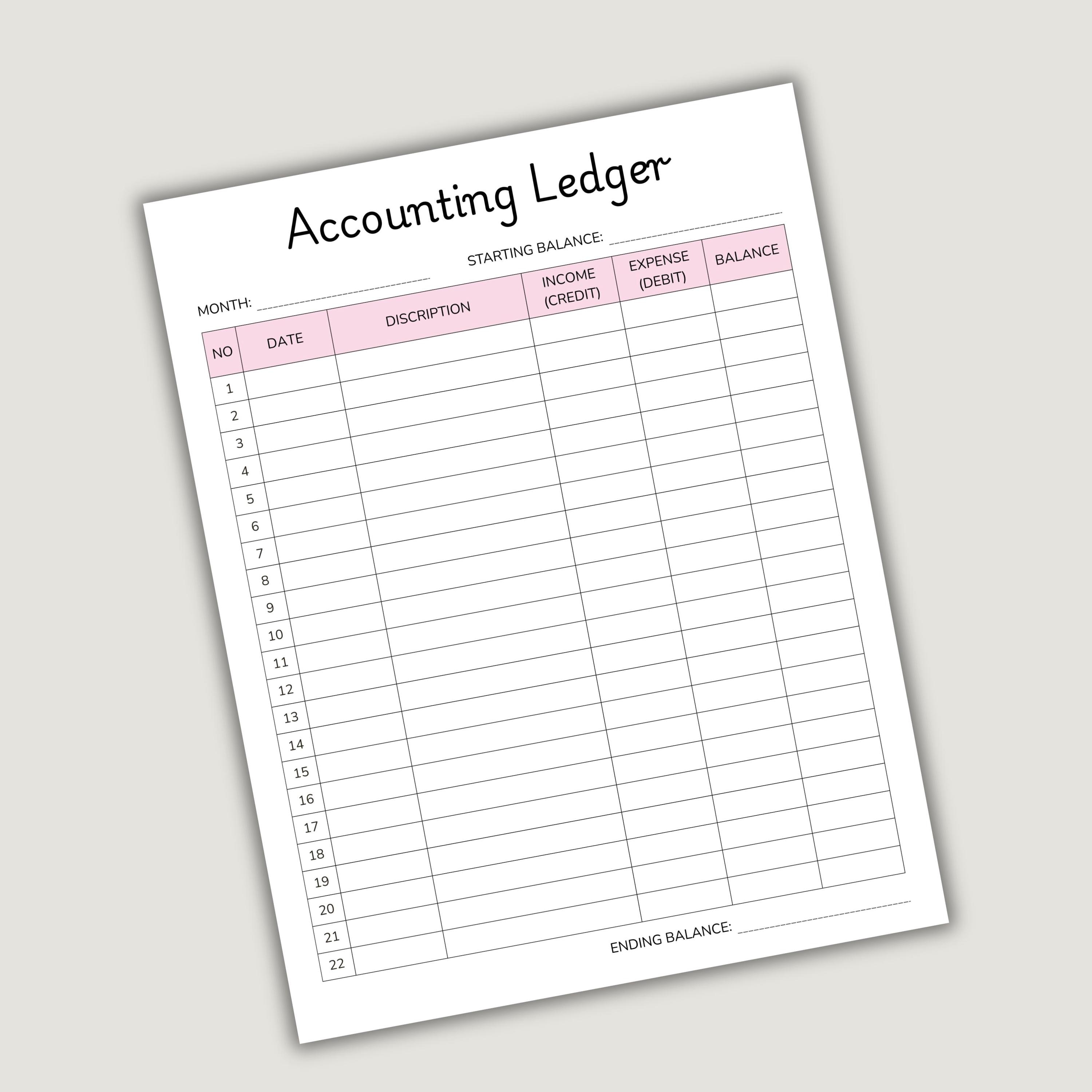 Accounting Ledger Template | Bookkeeping Record Sheet & Expense Tracker ...