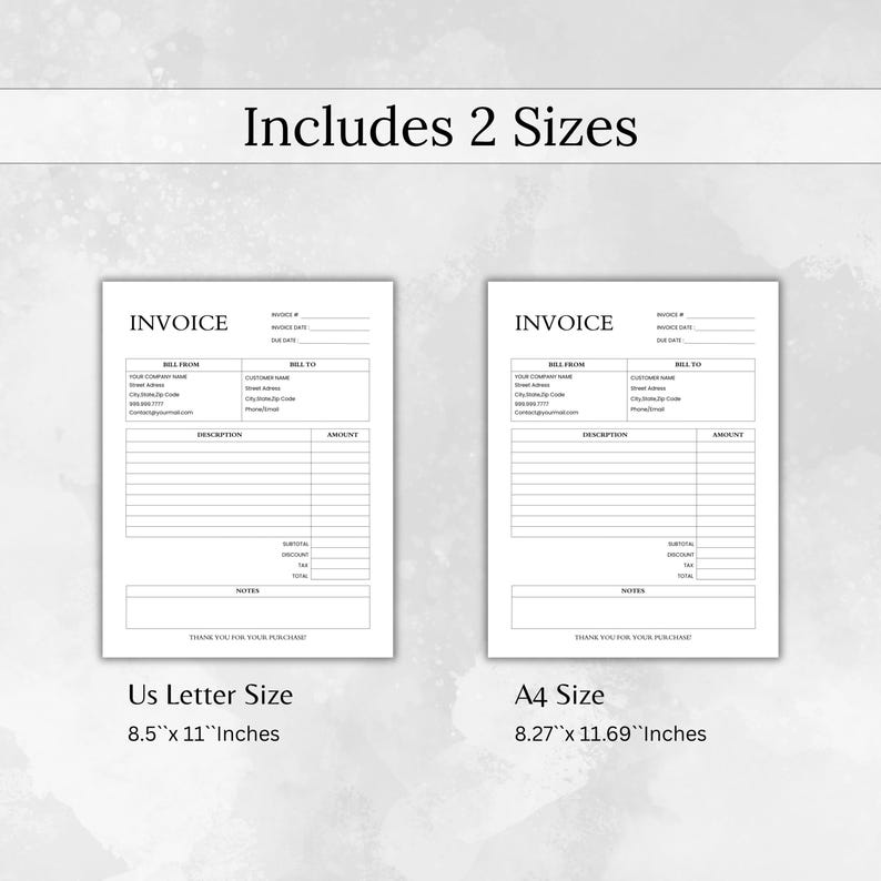Minimal Invoice Template Editable in Canva | Printable Invoice Form PDF ...