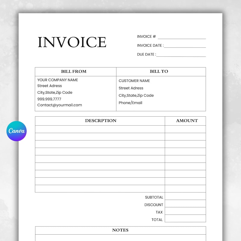 Invoices Notes - Etsy