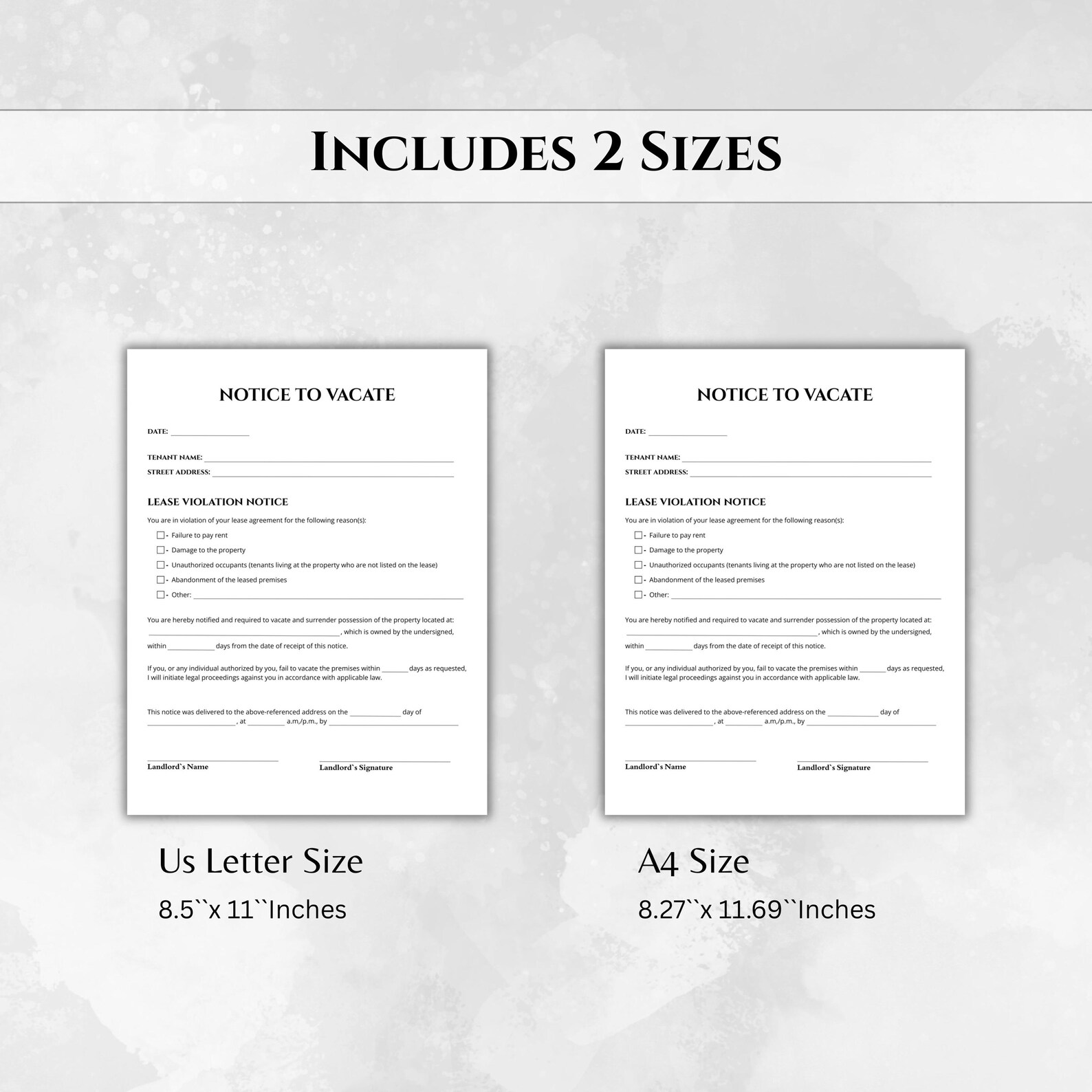 Notice to Vacate Template Printable | Tenant Move Out Notice | Landlord ...