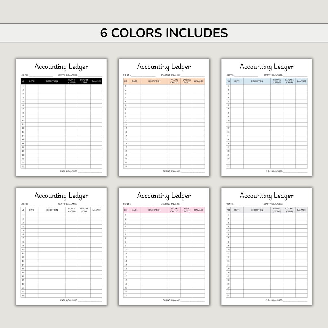 Accounting Ledger Template | Bookkeeping Record Sheet & Expense Tracker ...