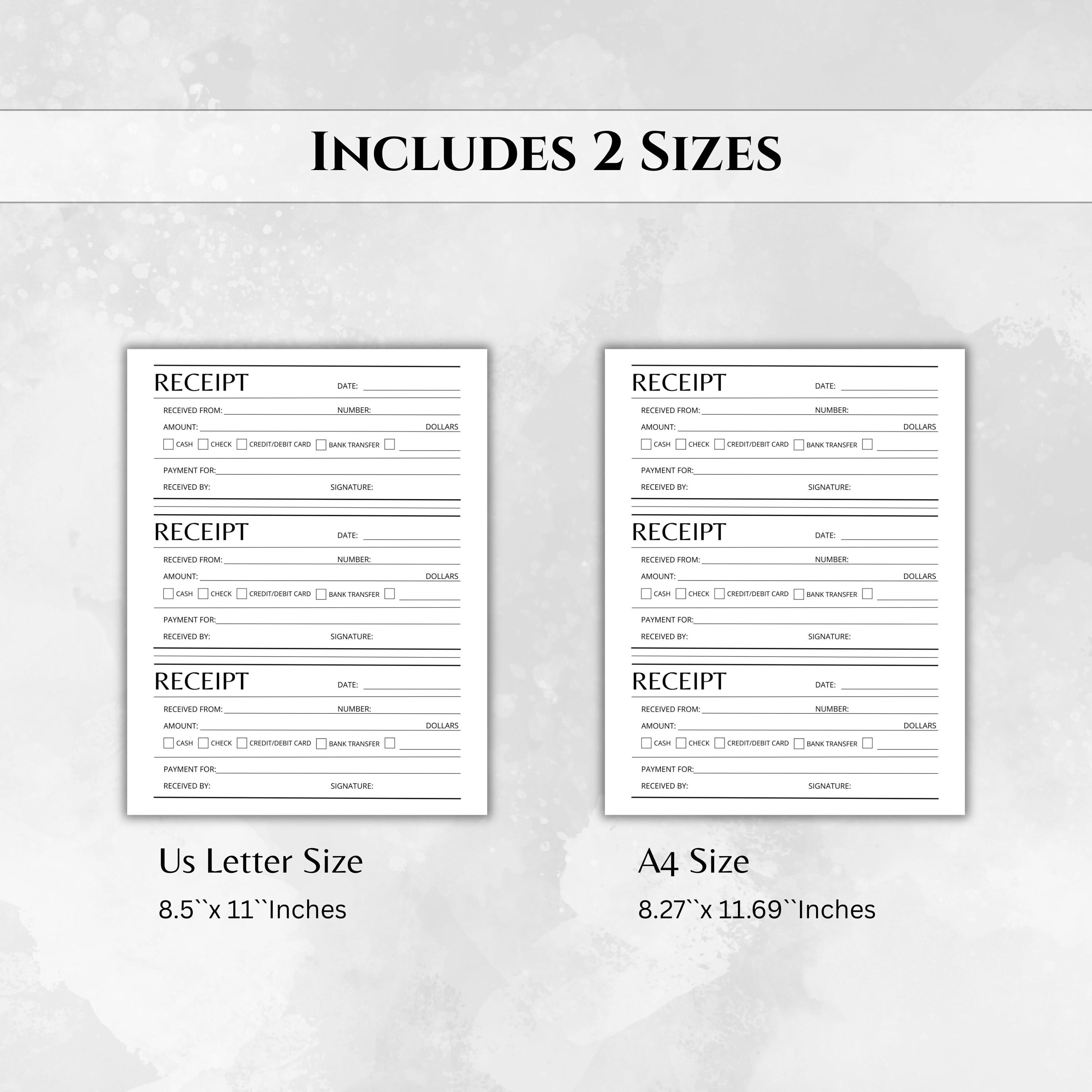 Editable Receipt Template, Customer Receipt, Rent Receipt , Minimalist ...