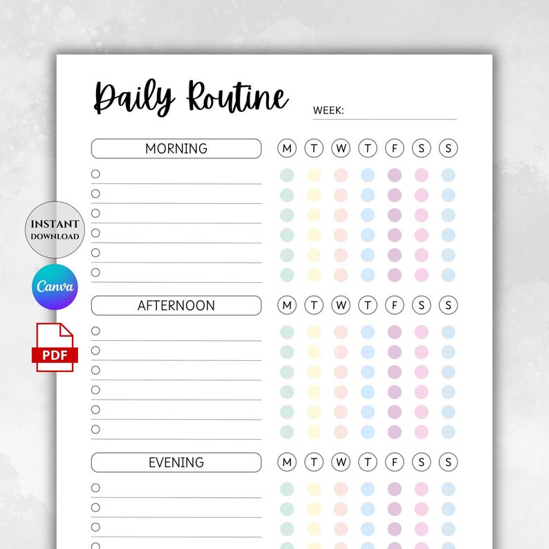 Daily Routine Planner Printable, Minimalist Weekly Habit Tracker ...