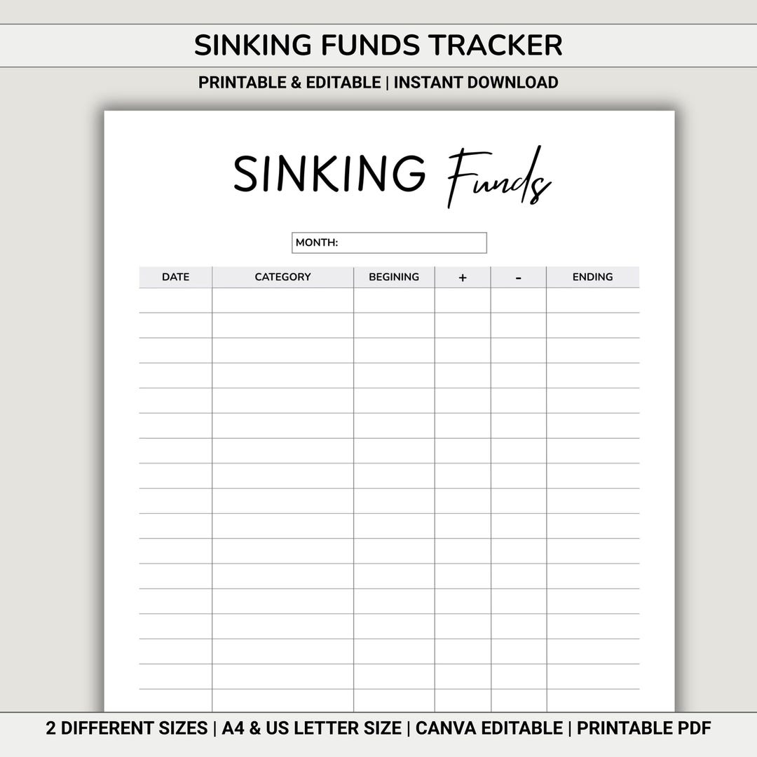 Sinking Funds Tracker Printable | Cash Envelope Planner | Monthly ...