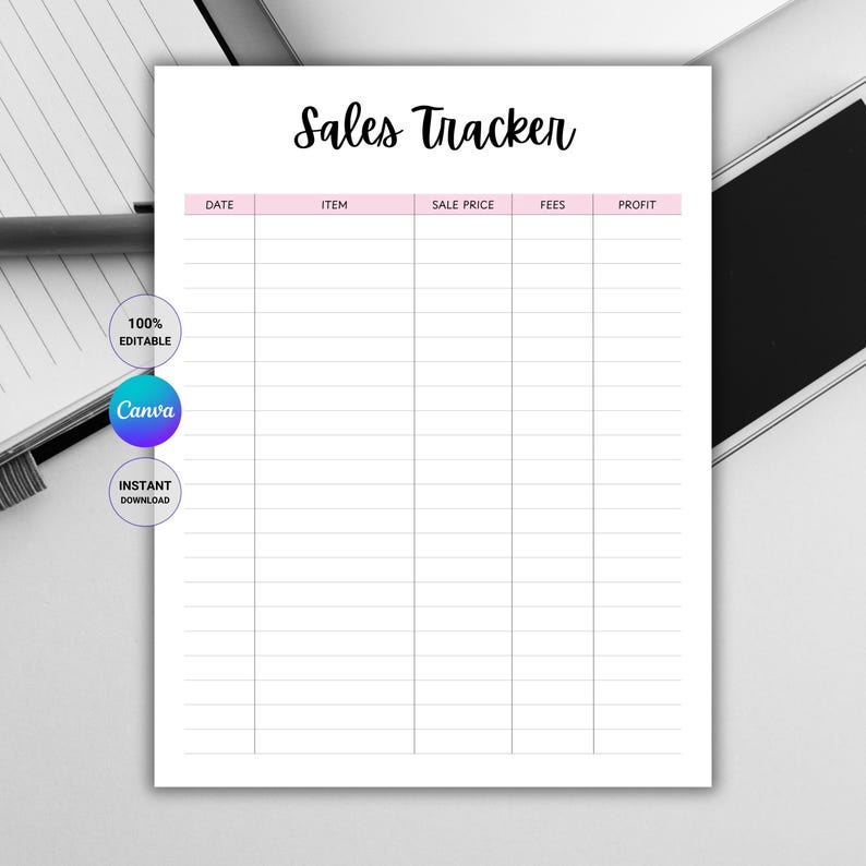Sales Tracker Printable | Income & Expense Tracker | Small Business ...