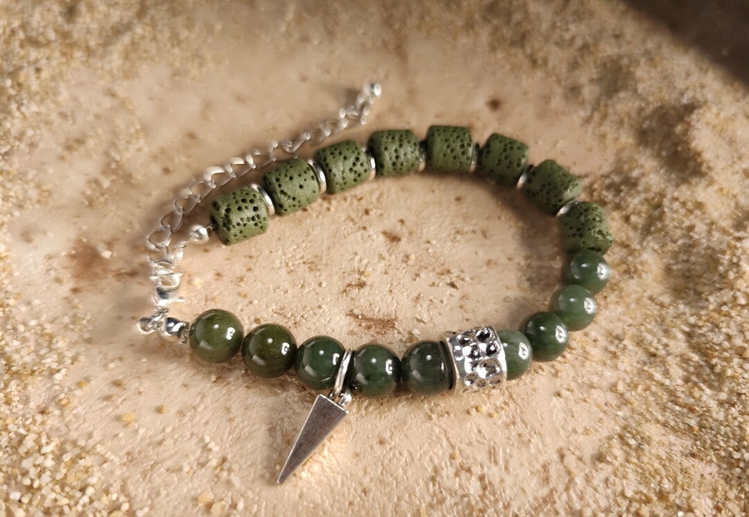 Burmese Jade & Sterling Silver Bracelet: Green Witch Talisman - Etsy
