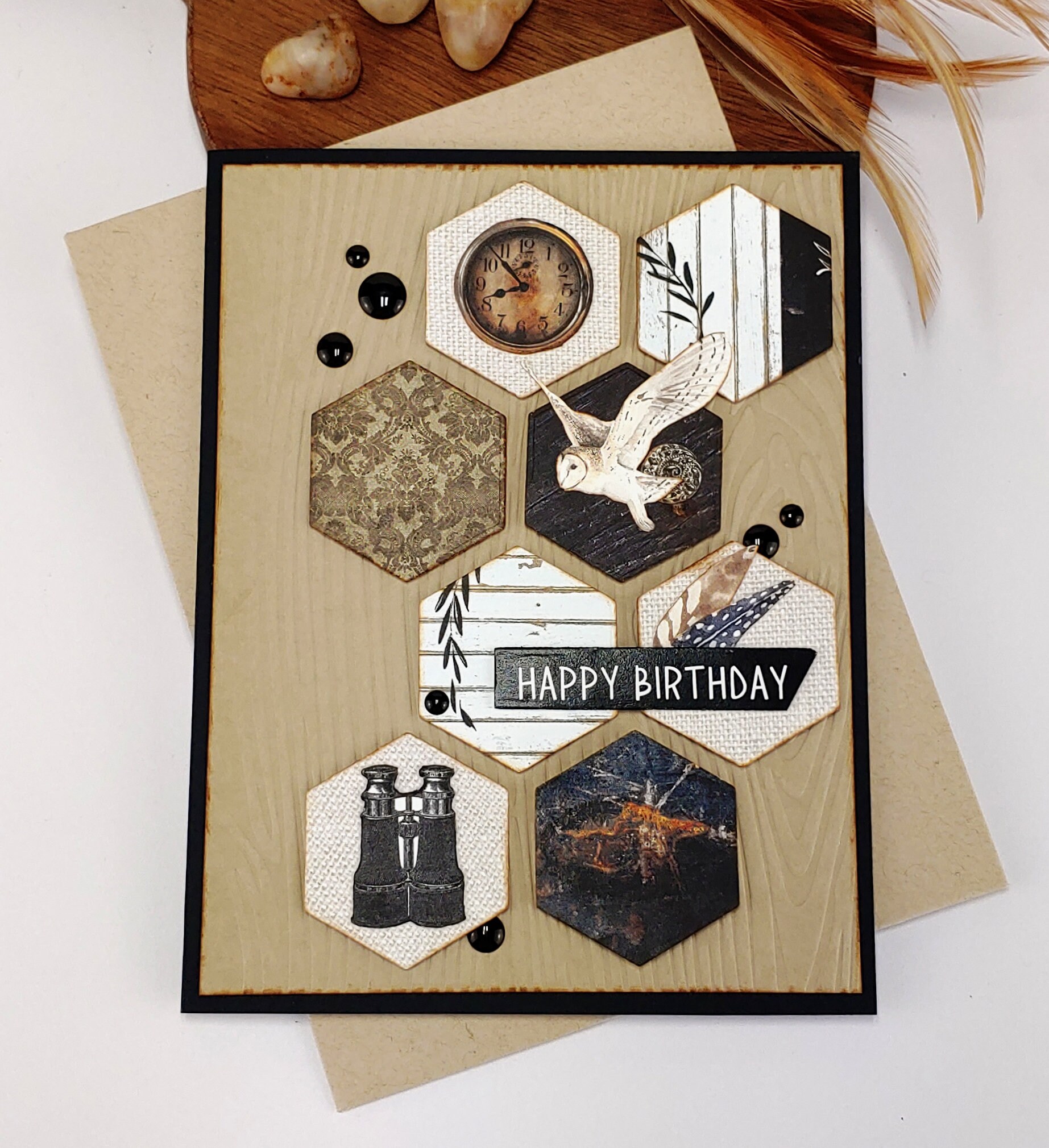 Masculine Birthday Card With Barn Owl, Rustic Birthday Card for Him ...