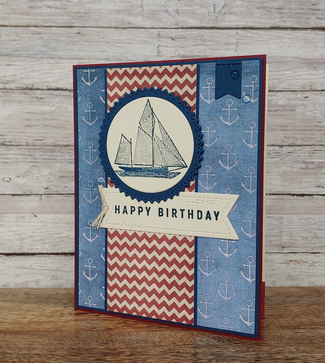Nautical Birthday Card Handmade Birthday Card Sailing Ship Birthday ...