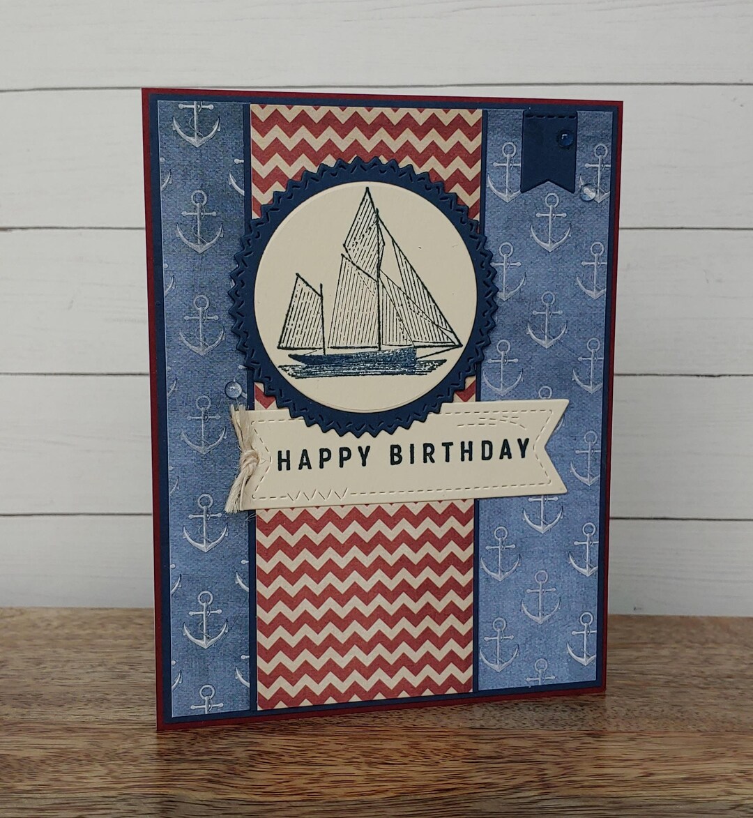 Nautical Birthday Card, Handmade Card, Masculine Birthday Card ...