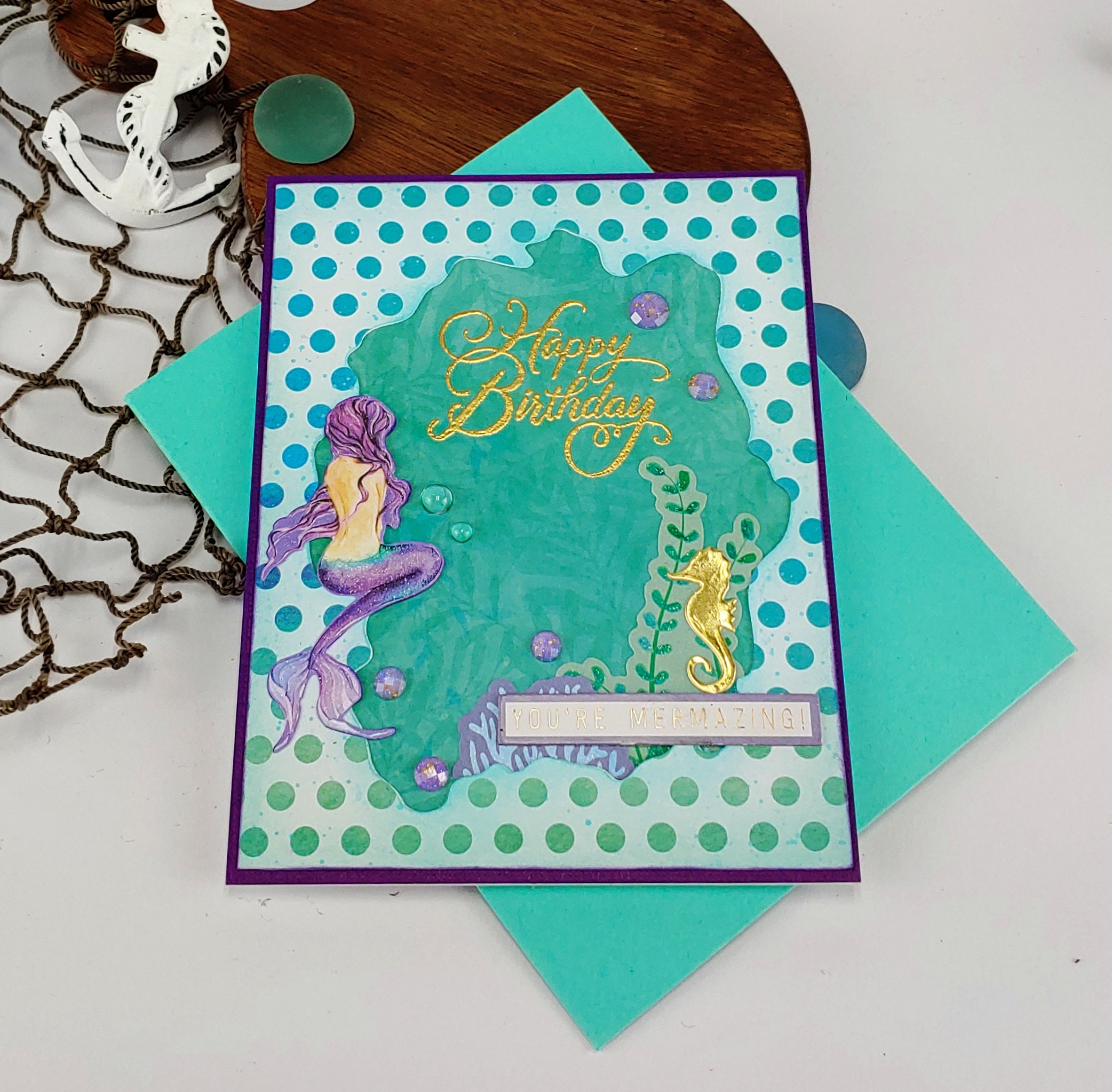 Cute Mermaid Birthday Card, Ocean Theme Birthday Card for Daughter ...
