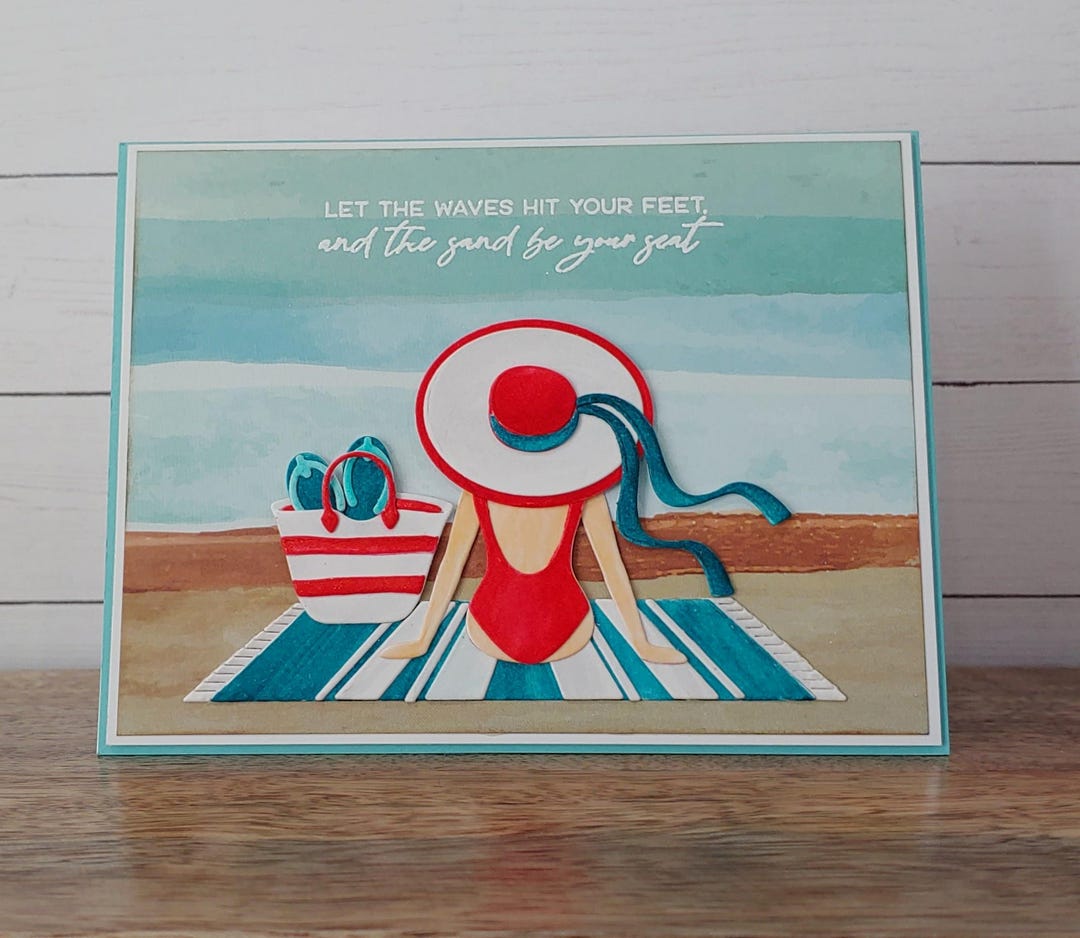 Beach Card, Ocean Theme Card, Vacation Card, Seaside Card, Elegant ...