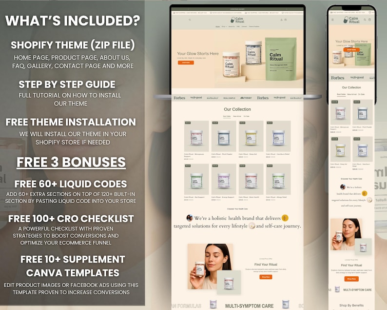 Health & Beauty Supplement Shopify 2.0 Theme, Landing Page Minimalist ...