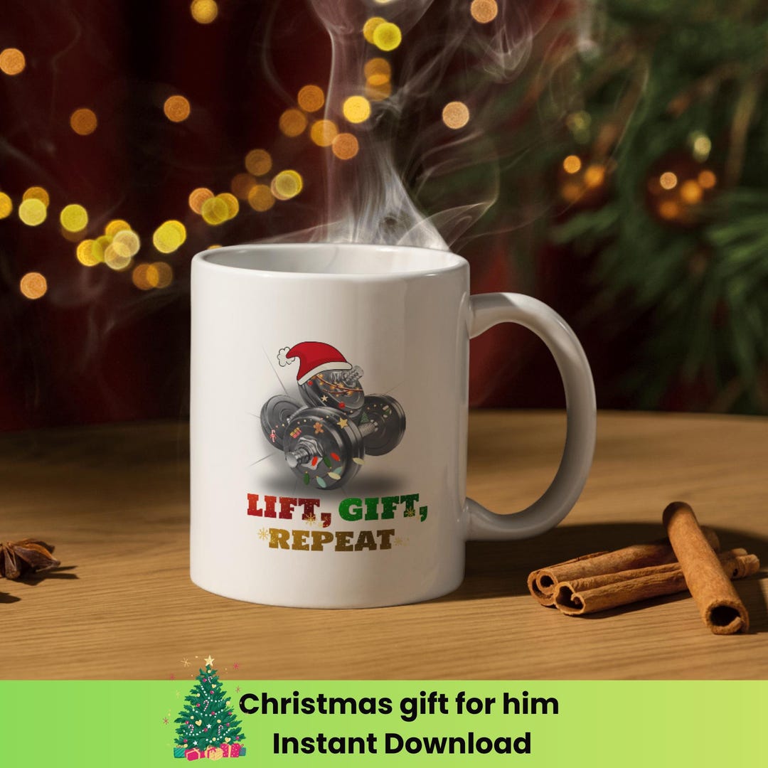 Lift Gift Repeat" Christmas Gym Shirt PNG, Funny Workout Tee Design ...