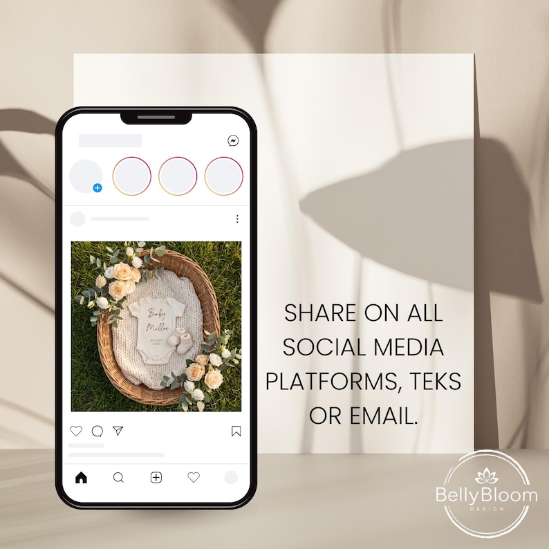 Spring Minimal Baby Girl Announcement Digital Template : Editable Canva ...