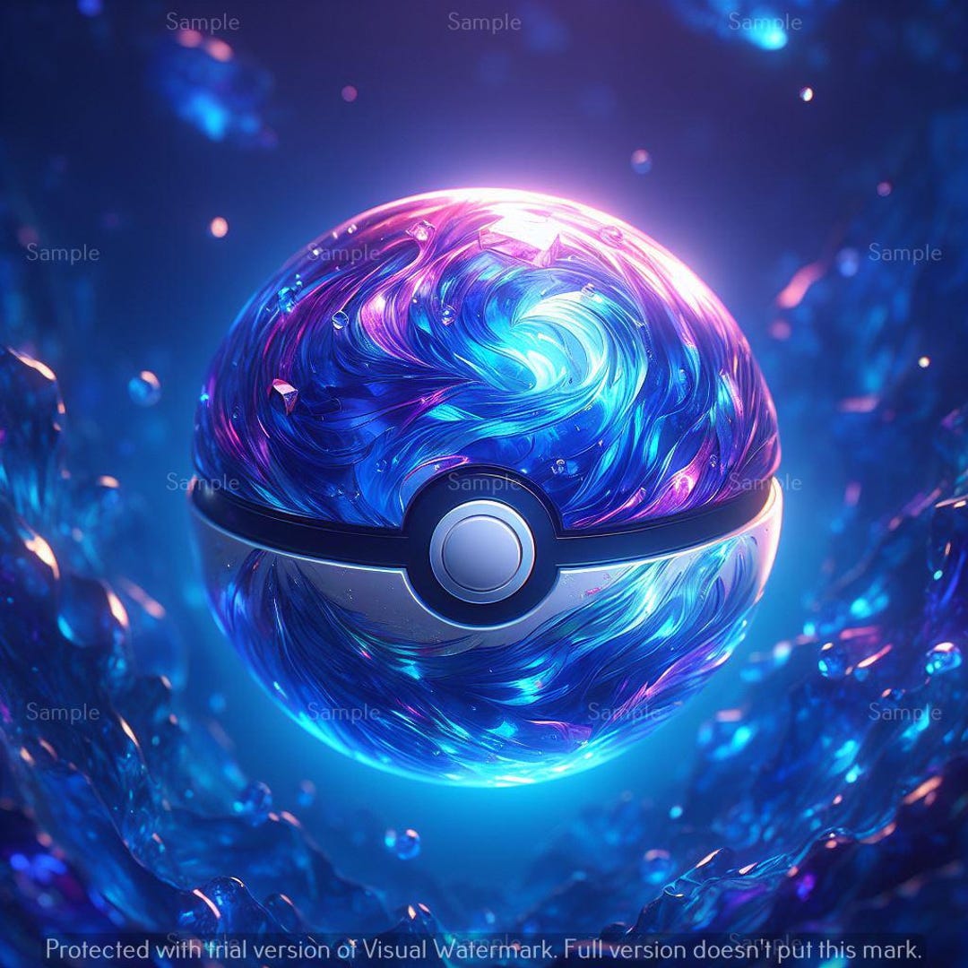 Sapphire Pokemon Ball, Digital Image, Computer Backdrops, Posters, .PNG ...